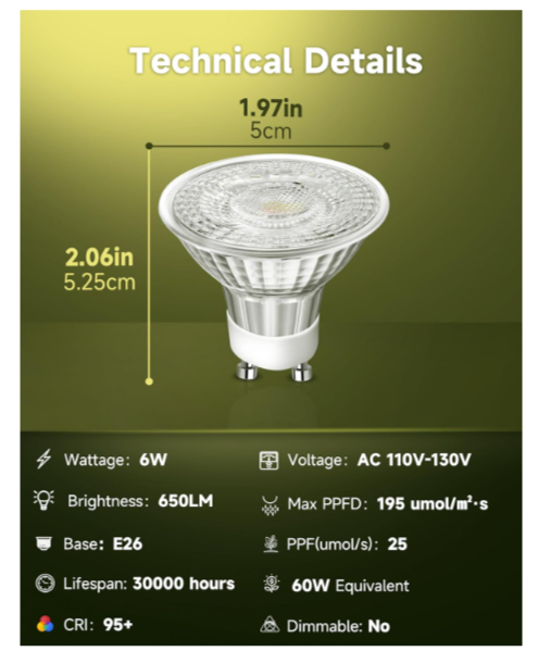 3 Pack GU10 LED Grow Light Bulb Full Spectrum 4000K Natural White | eBay