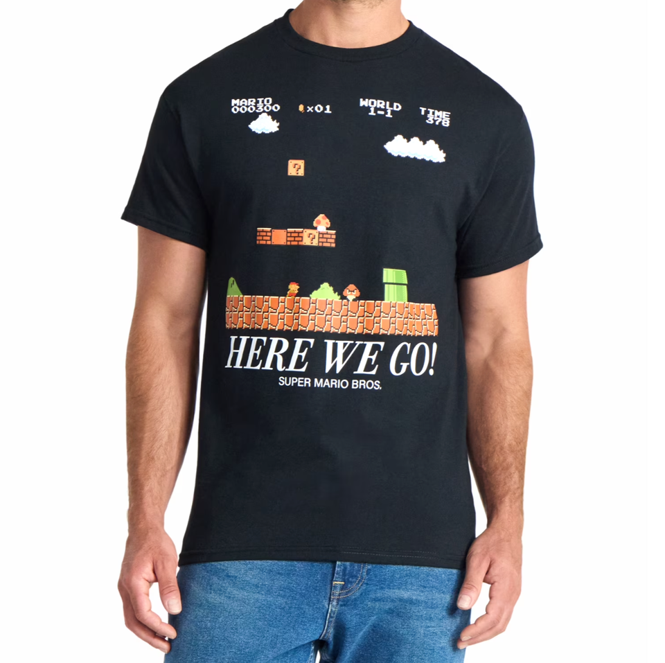 Nintendo Mens 3XL Mario Here We Go Graphic Tee | eBay