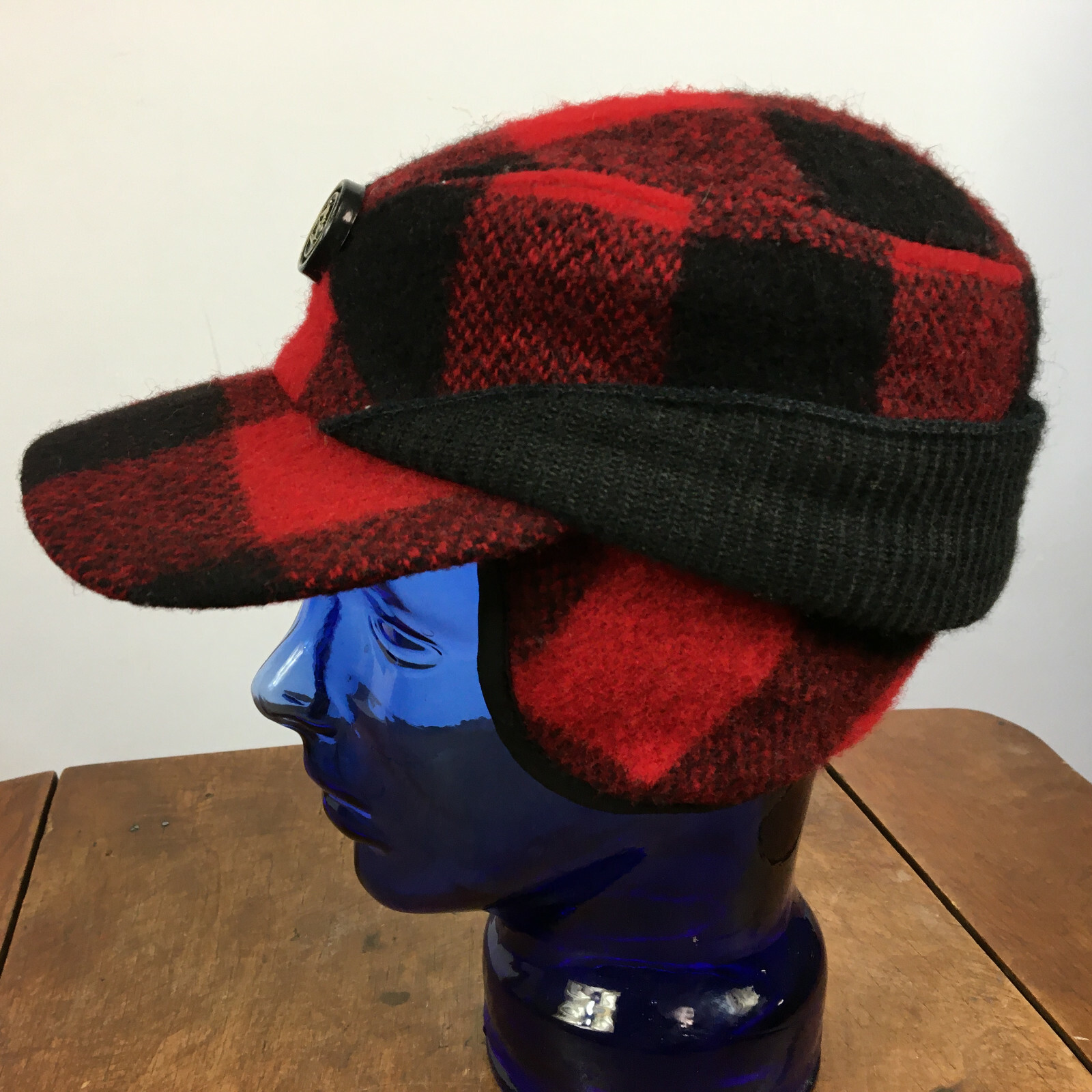 Vintage 60s 70s Insulated Wool Flannel Ski Snowboard Hat Cap Winter ...