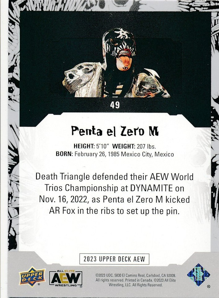 #49 PENTA el ZERO M 2023 Upper Deck AEW Wrestling LUCHA BROTHERS | eBay