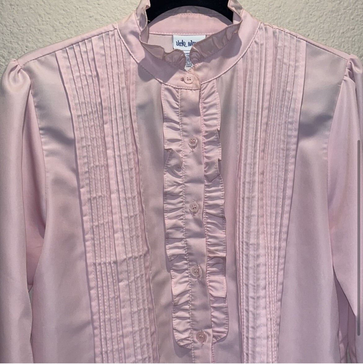 Vintage Vicki Wayne Pink Pleated Ruffled Secretary Bl… - Gem