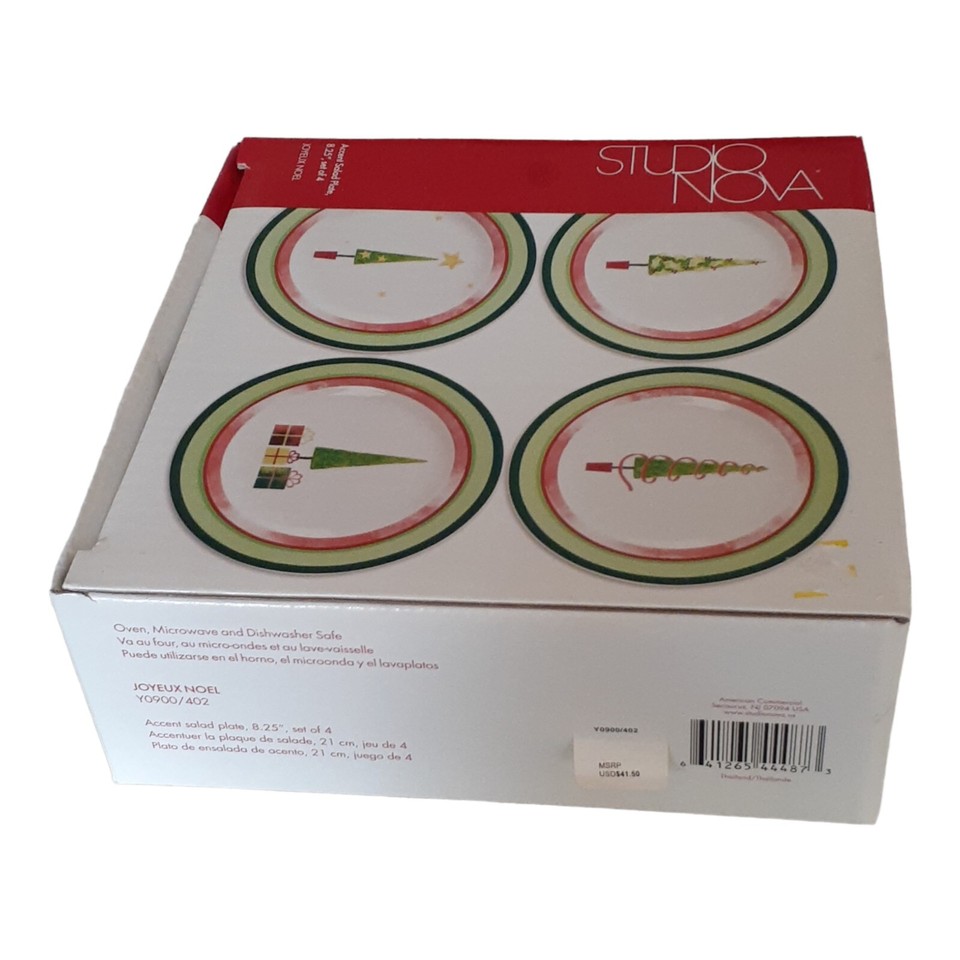 Studio Nova Joyeux Noel Salad Plates Sei of 4 Christmas Trees Dessert ...