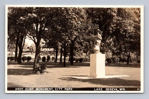 Andy Gump Monument in City Park RPPC Lake Geneva Wisconsin Vintage ...