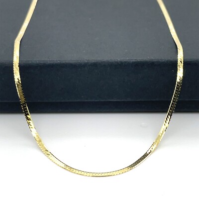 9ct Geniune Gold 2mm Flat Snake Chain Necklace Link Ladies Womens 16 ...
