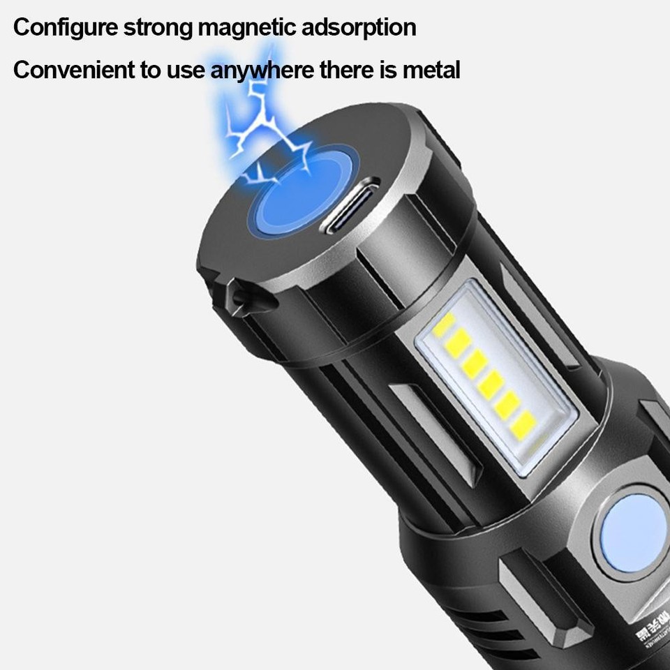 LED Pocket Torch Light Super Bright Flashlights USB Rechargeable ...