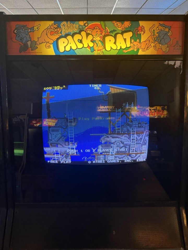 ATARI PETER PACK RAT SYSTEM 1 ARCADE CARTRIDGE PCB BOARD WORKING!! SEE ...