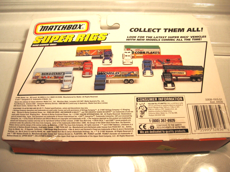 MATCHBOX Super Rigs Nickelodeon 1997 Tractor Trailer 1:64 NIB | eBay
