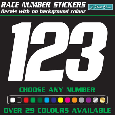 3 X Custom Racing Numbers - Vinyl Stickers / Decals - Race Motorbike MX ...