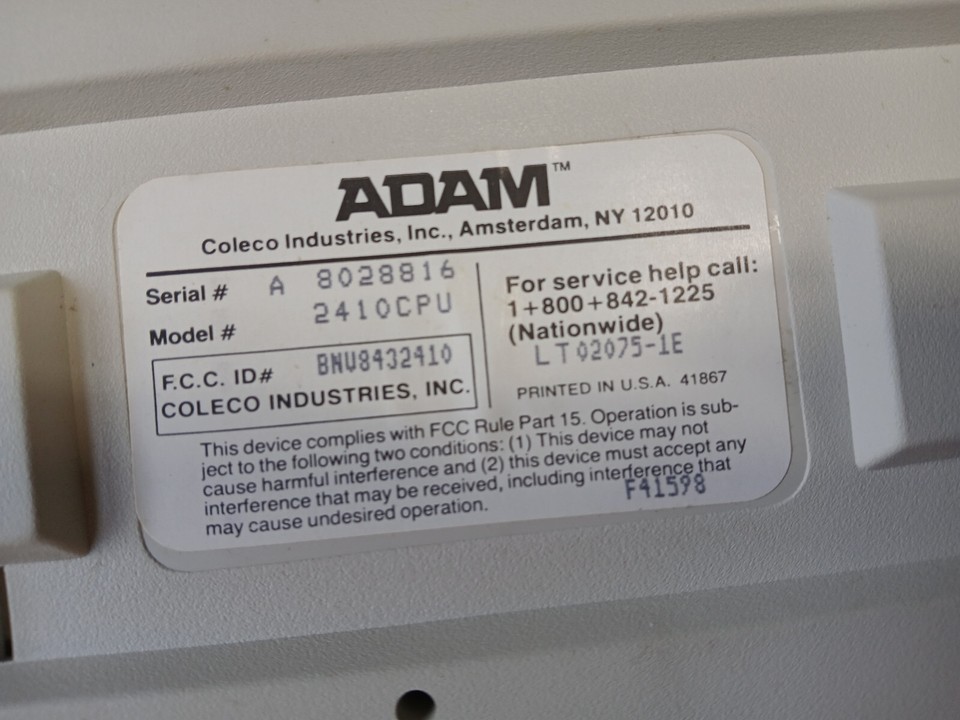 Colecovision Coleco ADAM Family Computer System Printer & Keyboard CIB ...