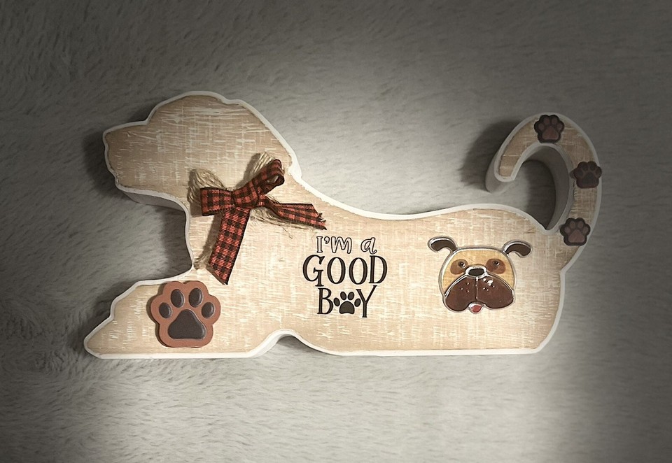 🐕‍🦺 DOG~”IM A GOOD BOY”~ Wooden Country Stand Up Plaque~Paw Prints ...