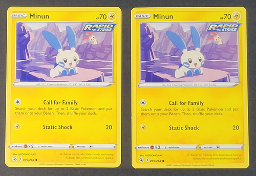 Pokémon TCG - 2x Minun 90/264 - Fusion Strike - LP/NM - Common - 2021 ...