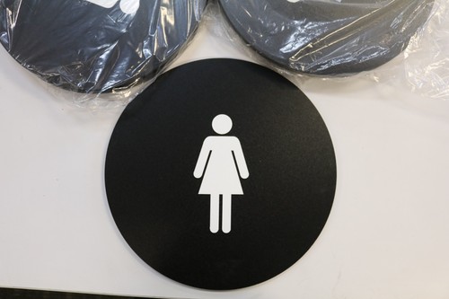 ADA Compliant Women's Restroom Door Sign, 12" Round/Triangle (Black) | eBay
