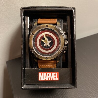 NEW Captain America Shield Watch Dual Fasten Adjustable Strap Brown ...