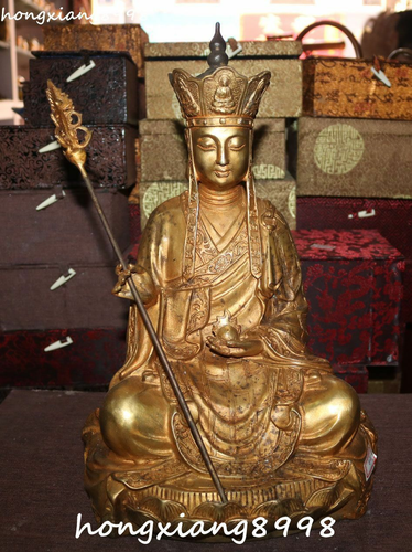 Tibet Bronze Gold Gilt Tang Seng San Zang Ksitigarbha Boddhisattva ...