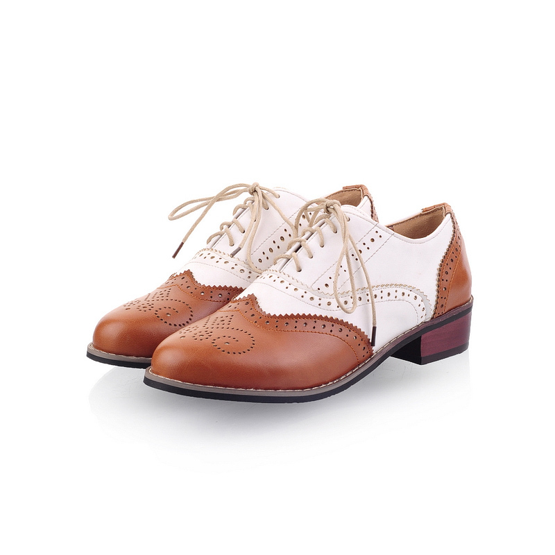 Retro Stylish Girls Brogues Lace Up College Oxford Women Colores Low ...