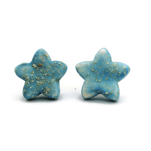 Turquoise Blue Star Stud Earrings For Women, Ceramic Artisan Jewelry ...