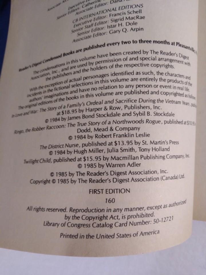 1985 READER'S DIGEST 1ST EDITION CONDENSED BOOKS LOT OF 5 W/ DUST ...