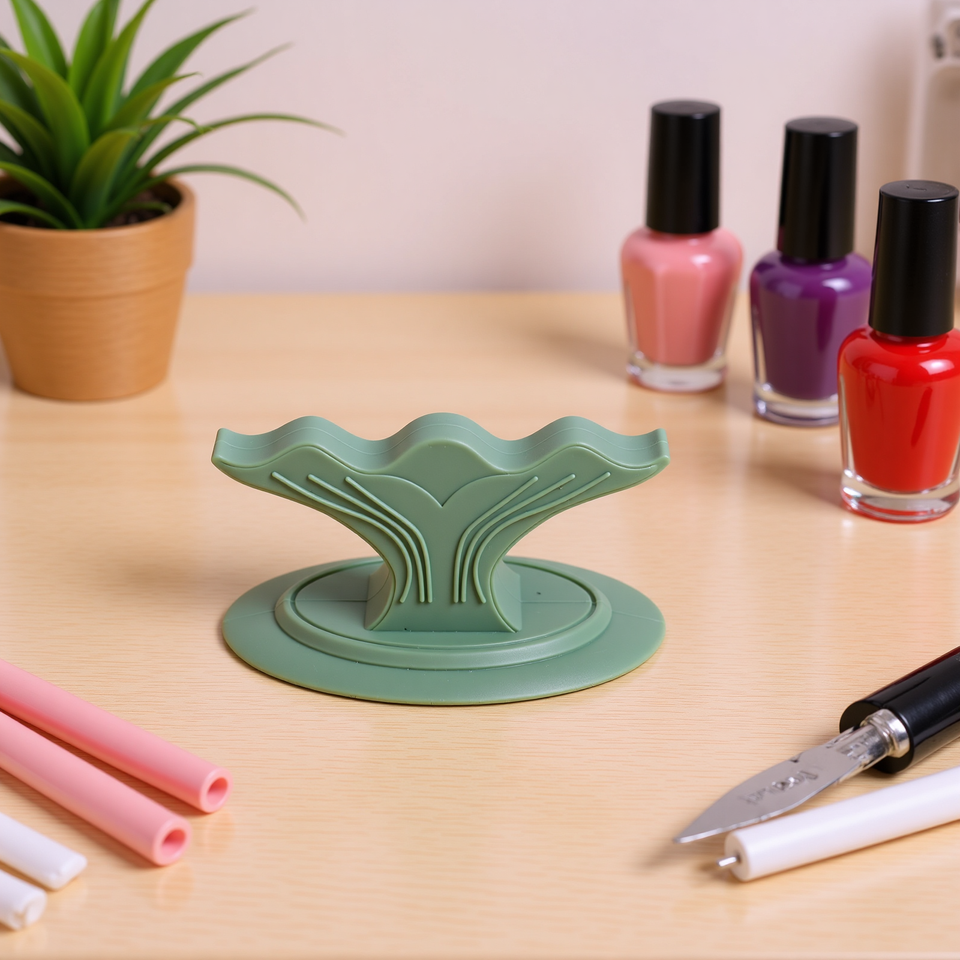 Green Silicone Nail Art Finger Rest With Suction Cup Base Whale Tail ...