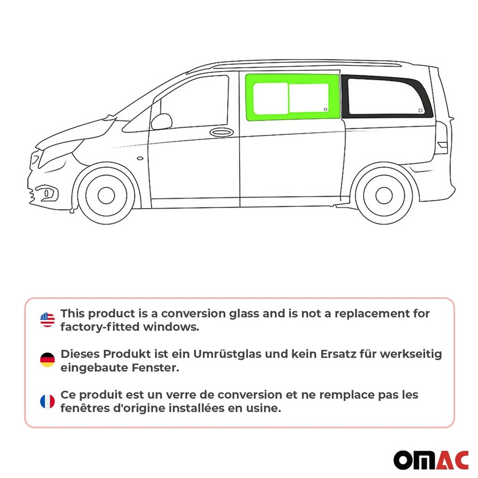 Sliding Window Glass for Mercedes Metris 2016-2024 Front Left Side L2 ...