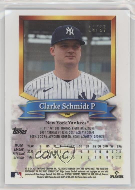 2021 Topps Finest Flashbacks Black Refractor /25 Clarke Schmidt #194 ...