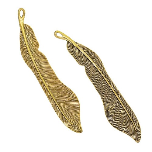 10 Large Feather Charm Retro Gold Bookmarks For Beading | eBay