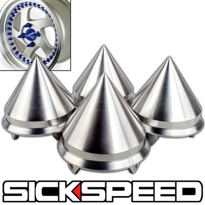 4 PC SPIKED CENTER CAPS FOR AVID1 JNC ESR XXR WHEELS/RIMS POLISHED ...