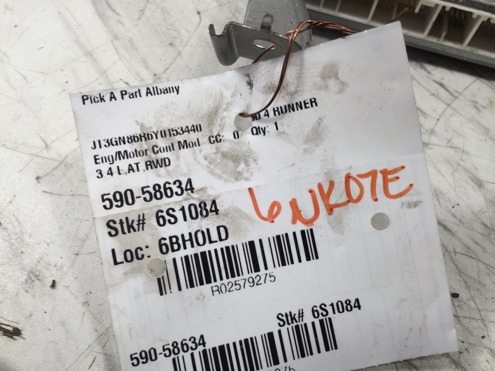 1999 2000 99 00 Toyota 4Runner 3.4 4x2 Engine Computer Ecm Ecu Pcm ...