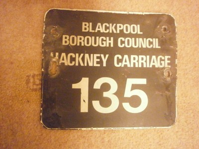 GREAT BRITAIN ENGLAND BLACKPOOL BOROUGH COUNCIL HACKNEY CARRIAGE #135 ...