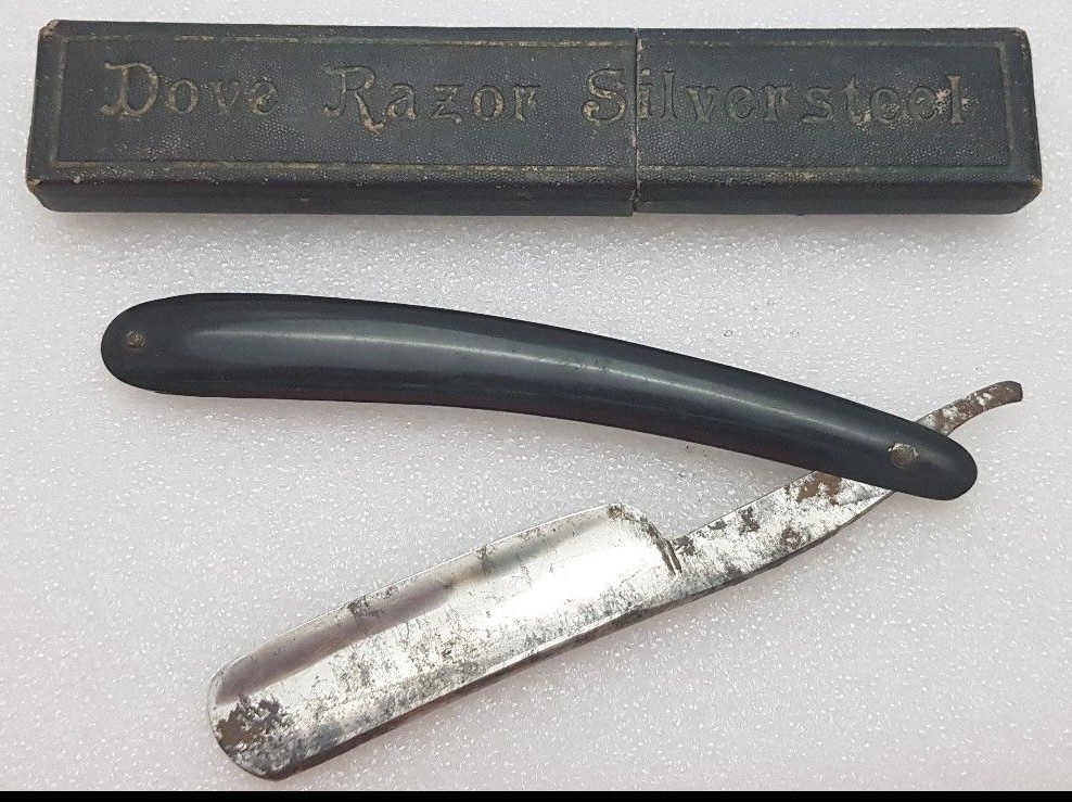 Vintage 1930s Straight Razor dove silversteel Rare with . Box | eBay