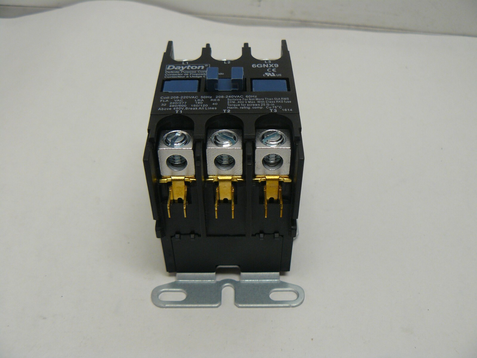 Dayton 6GNX9 definite purpose contactor 3 pole fla 277 vac 32 coil 208 ...