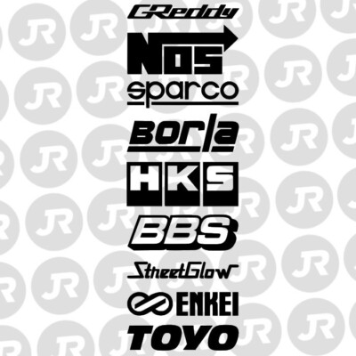 9 Car Automotive Sponsor Decals Pack JDM Drift Racing Sport Logos Gloss ...
