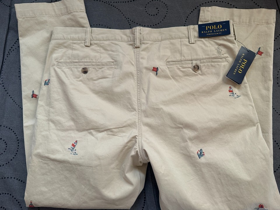 RALPH LAUREN CLASSIC CHINO SLIM FIT PANTS SIZE 36 X 30 MEN NWT $148.00 ...
