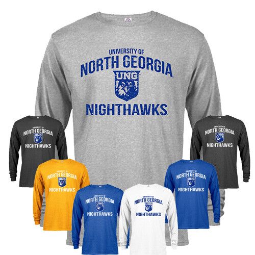 North Georgia Nighthawks UNG Distressed Retro Design Logo Long Sleeve T ...