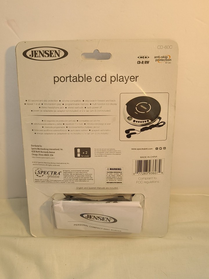 Jensen CD-60C 5.7" Portable CD Player With Bass Boost Multi Function ...