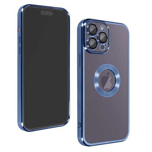 iPhone 14 Pro Case Flexible Camera Block Transparent Blue Chrome ...