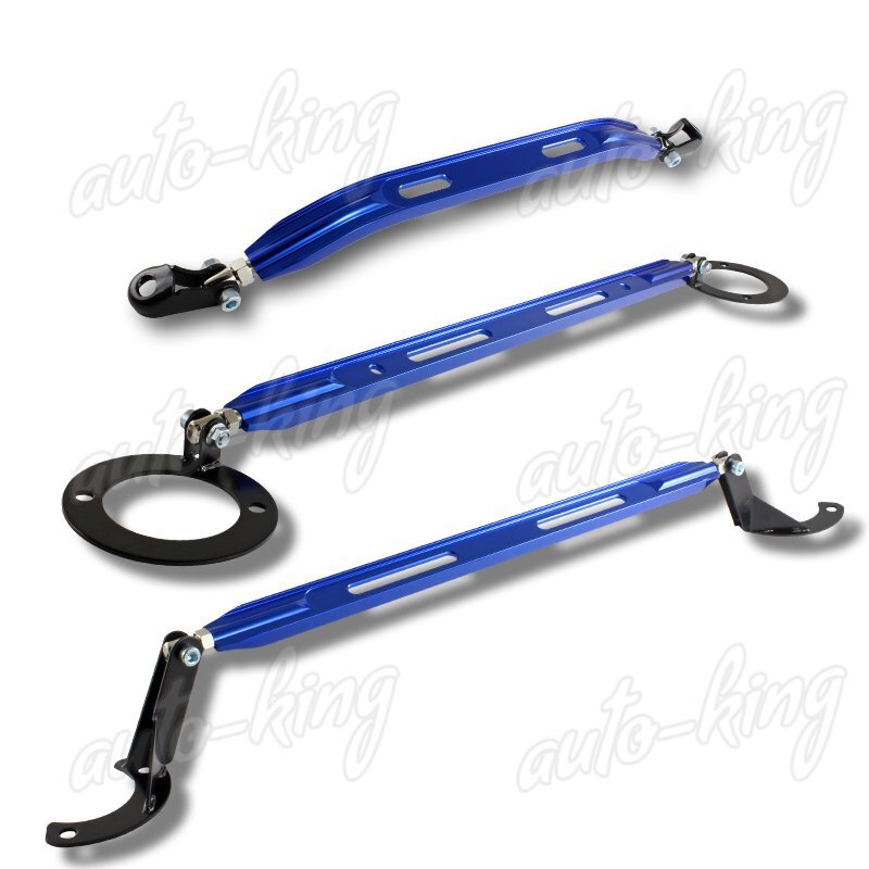 BLUE T6061 CNC ALUMINUM FRONT+REAR+LOWER STRUT BAR FIT 92-01 HONDA ...