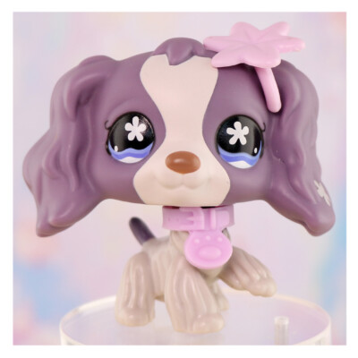 Pet Shop LPS Cocker Spaniel 1209, Purple and White Body Blue Eyes Dog ...
