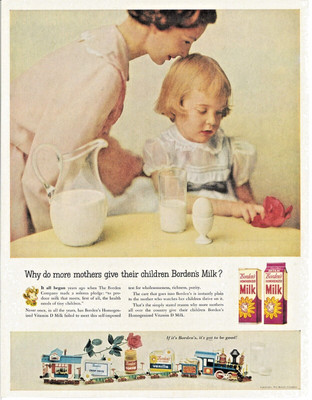 1955 Bordens Homogenized Milk Vintage Print Ad Train Coffee Vanilla ...