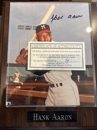 Hank Aaron authenticated Signed Photo In wood frame | eBay
