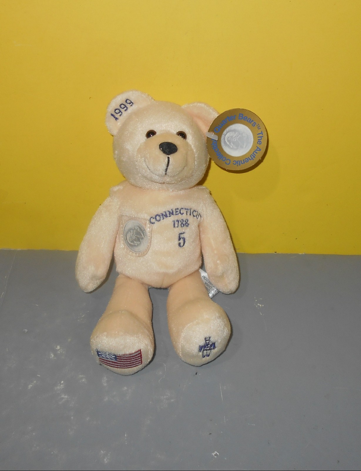 Timeless Toys Collectible Bean Plush Quarter Bear State of Connecticut ...