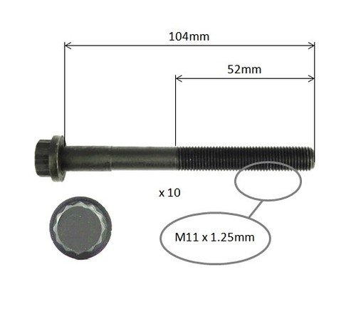 CYLINDER HEAD BOLT SET FOR TOYOTA TARAGO TCR10 TCR11 2.4L 2TZ-FE 2TZFE ...