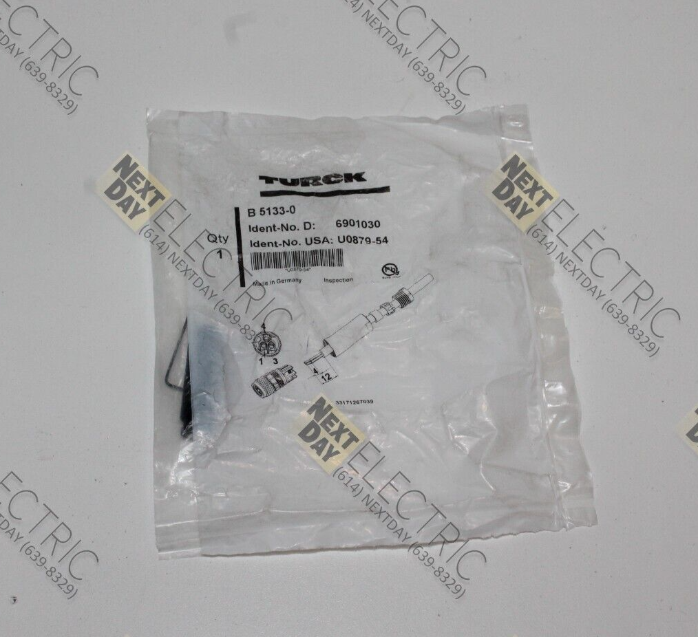 Turck, 6901030, U0879-54, Plug Connector Circular M8 Socket 3 Pin 3p ...