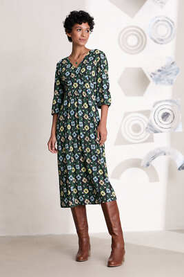 Seasalt Women's Dress - black Dancers Wrap Effect Jersey Midi Dress ...