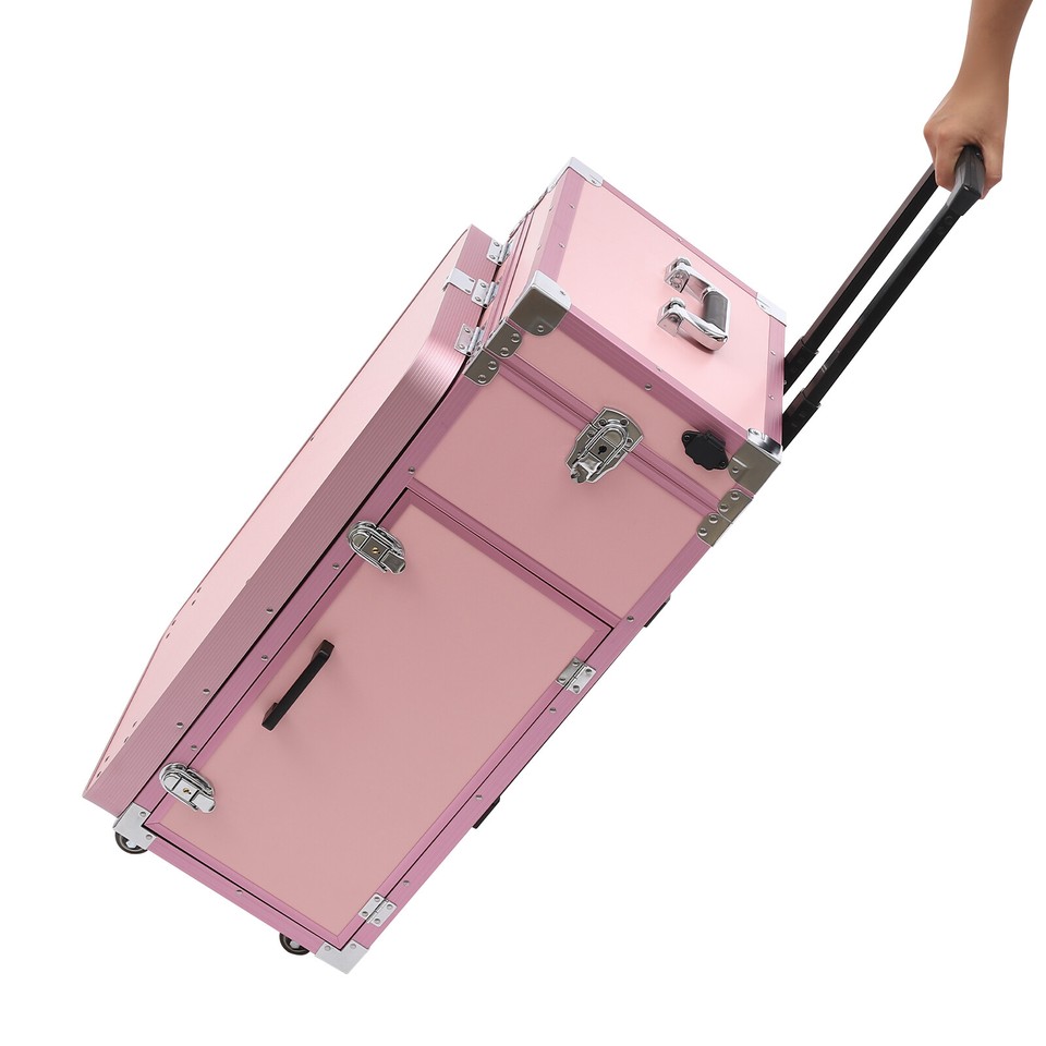 Rectangle Makeup Case Rolling Cosmetic Storage Organizer Travel ...