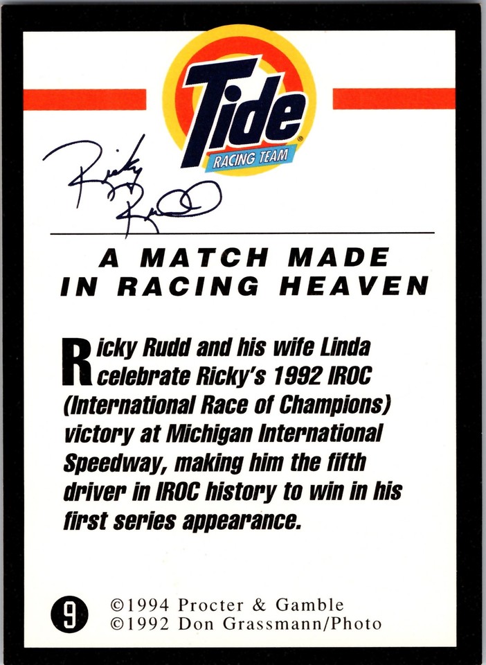 Ricky Rudd/Linda Rudd Rudd Performance Motorsports 1994 Tide Ricky Rudd ...