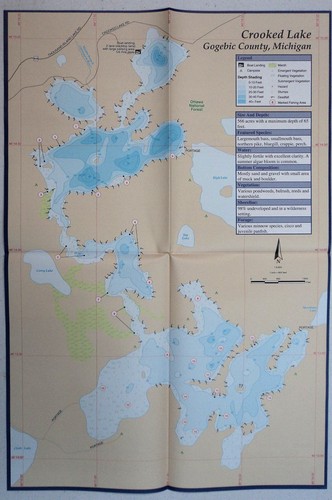 Crooked Lake (Michigan) Fishing Map, Waterproof, Depth Contours, Tips # ...