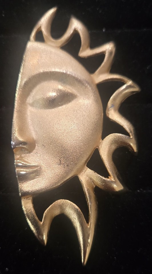 Vintage Half Moon Sun Face Brooch | eBay