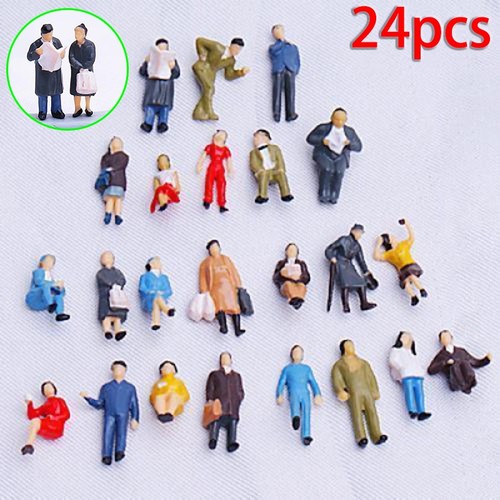 24pcs Modelleisenbahn Figuren Personen Menschen Zug Landschaft Ma?stab 1:87 20mm | eBay