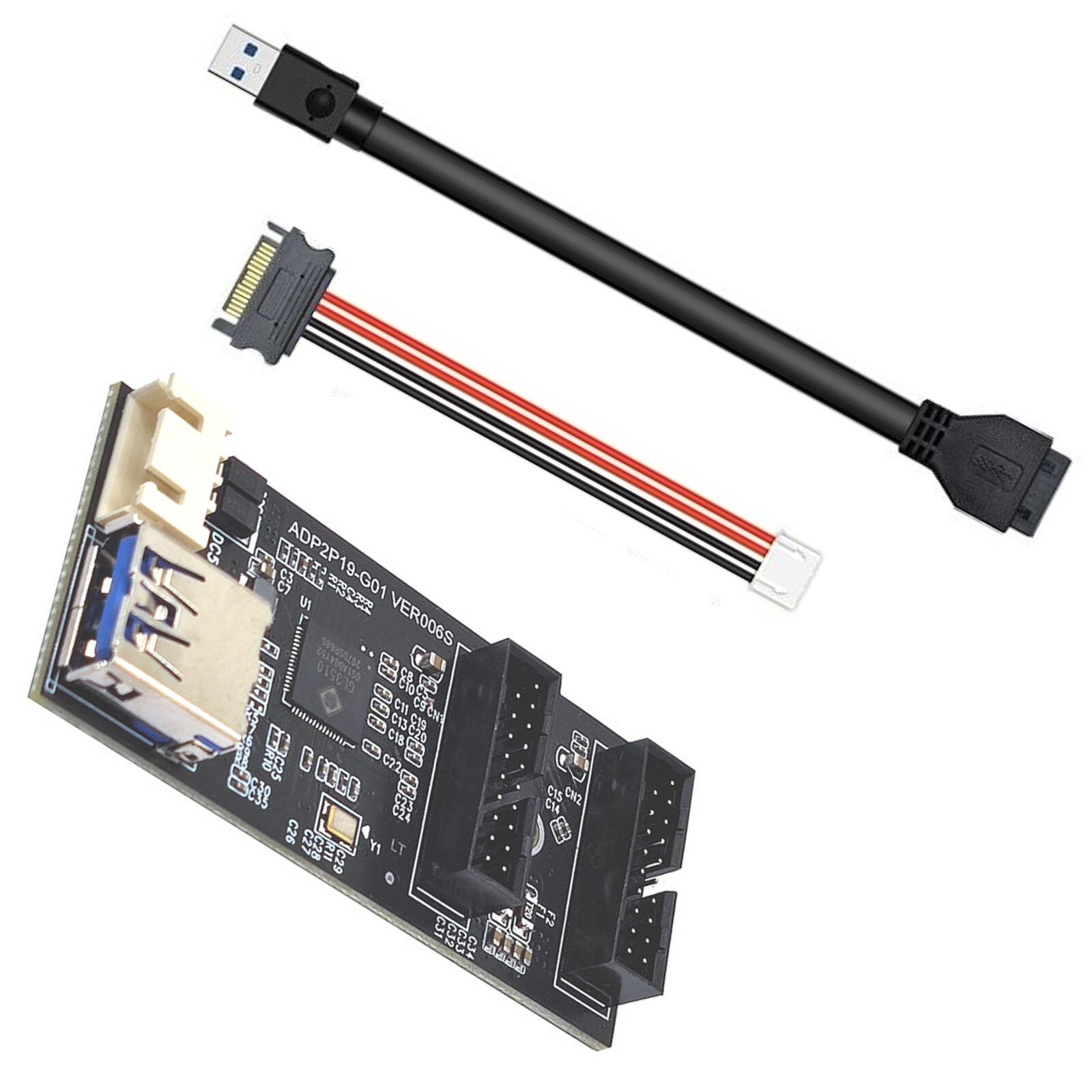 USB3.2 19PIN Expansion Card Adapter Motherboard 1 to 2 Splitter Hub ...