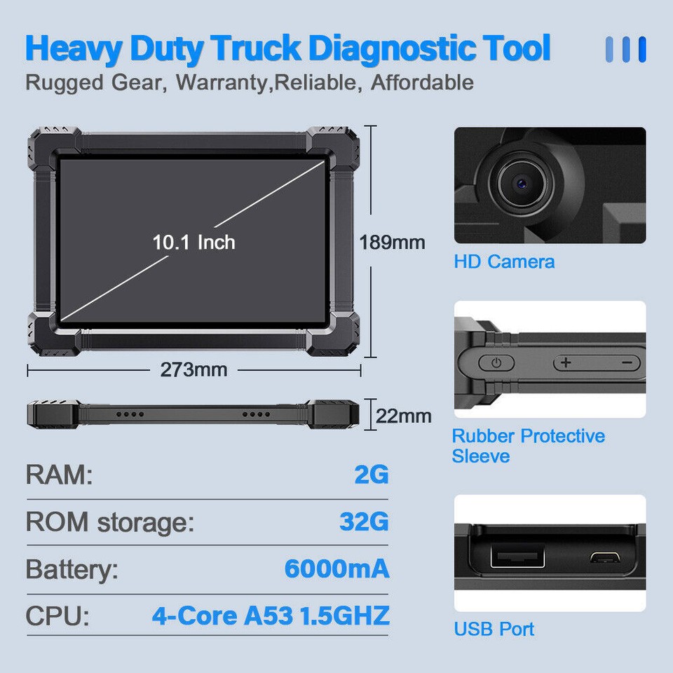 ANCEL X7HD 10'' Heavy Duty Truck Scanner Semi Trucks Full System ...